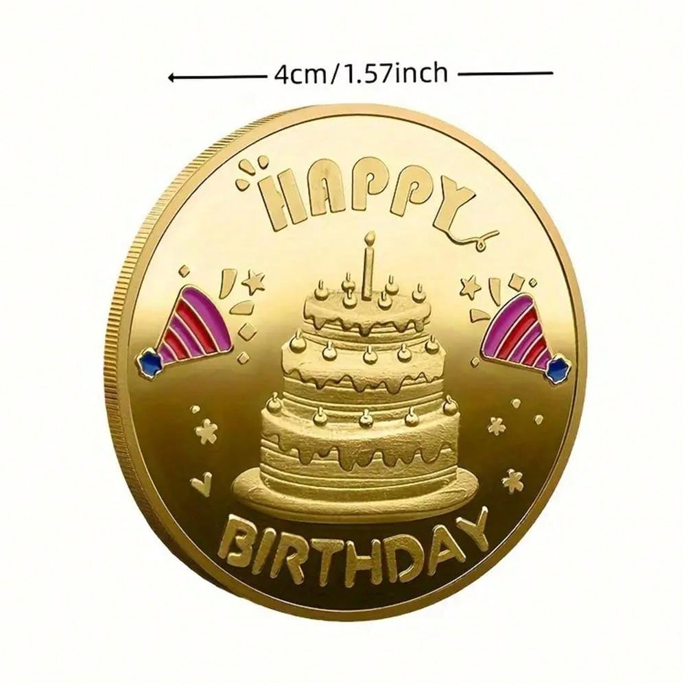 New Golden-Plated Commemorative Coin Happy Birthday Blessing, Lucky ...