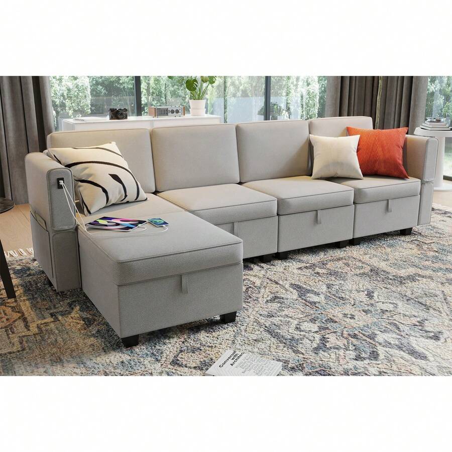 VOWNER Modular Sectional Sofa Sleeper Couch With USB C Charge Port ...