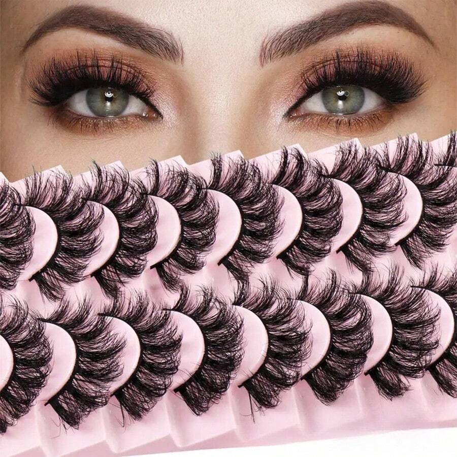 10 Pairs Of Super Curly False Eyelashes, Natural Volume, Dense And ...