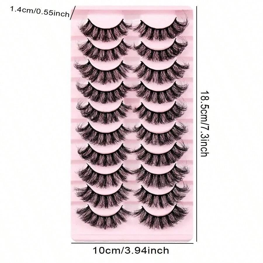 10 Pairs Of Super Curly False Eyelashes, Natural Volume, Dense And ...