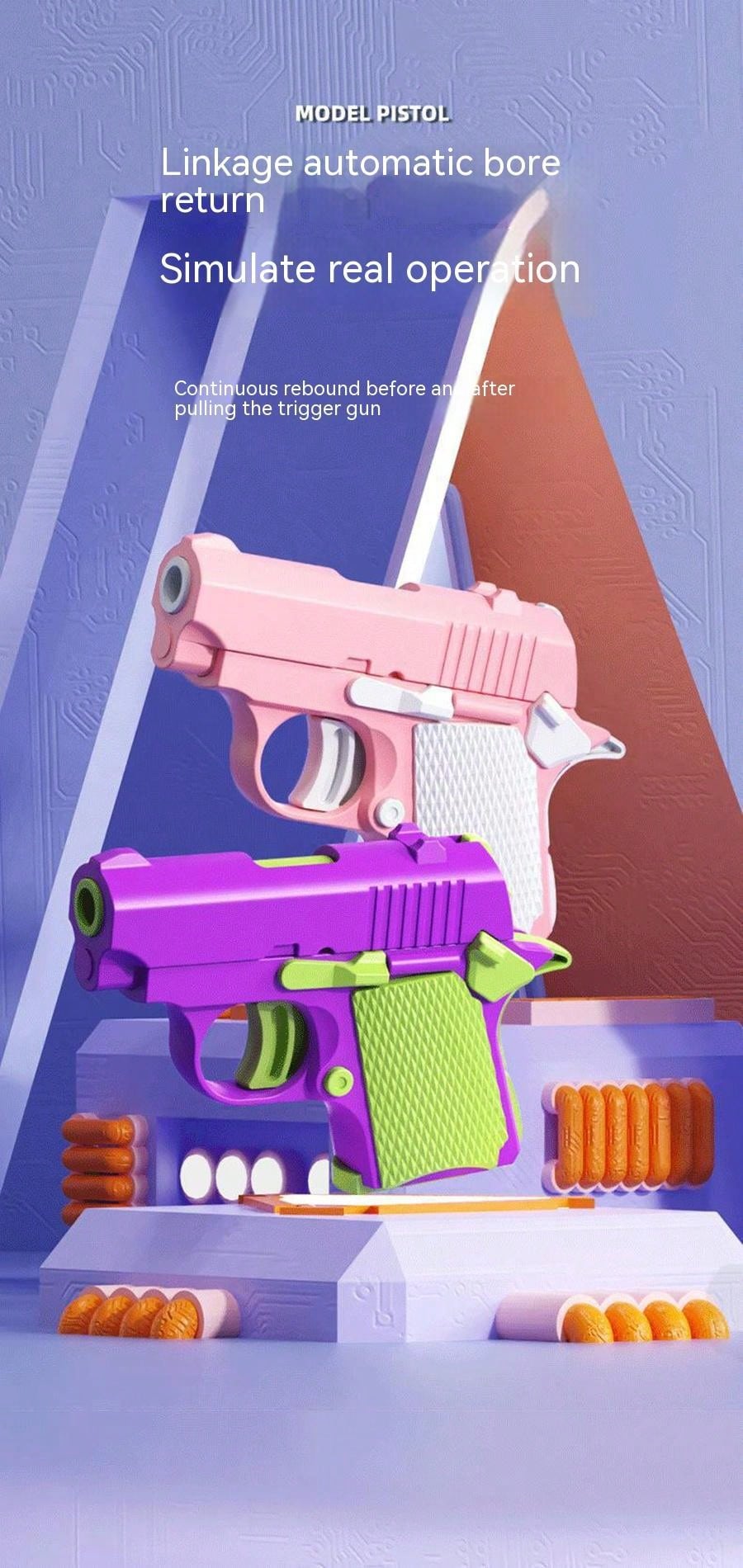 1pc Carrot Gun Mini M1911 Model Decompression Gravity Carrot Gun 3d ...