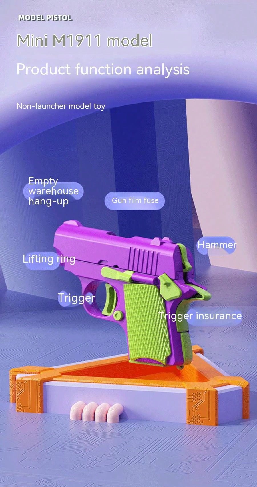 1pc Carrot Gun Mini M1911 Model Decompression Gravity Carrot Gun 3d ...