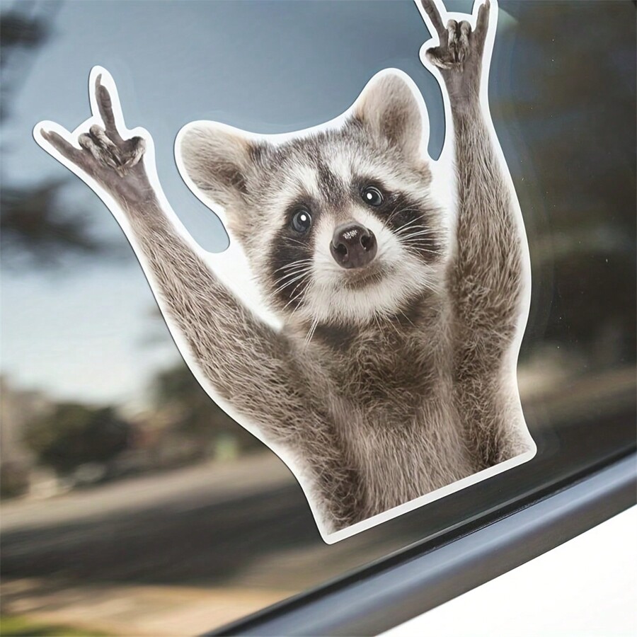 Rocking Raccoon Sticker, Funny Raccoon Cute Car Decal 5.5-Inches Decal ...