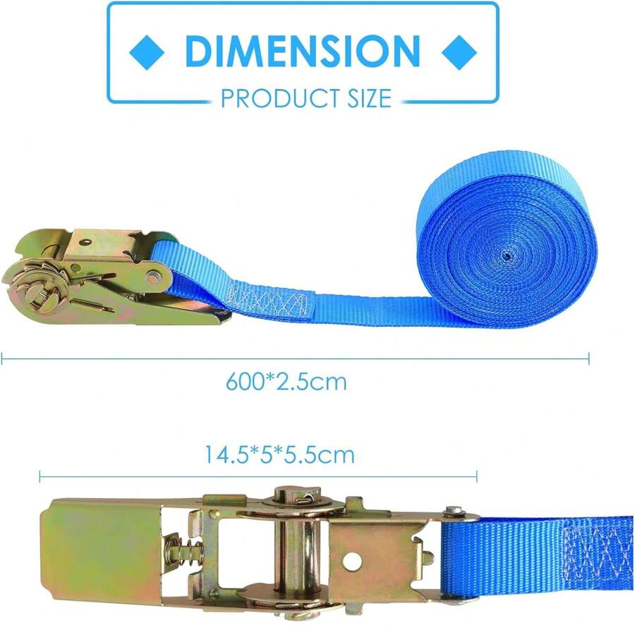 10 Piece Tie Down Straps With Ratchet, 6 M Long 25 Mm Ratchet Straps ...