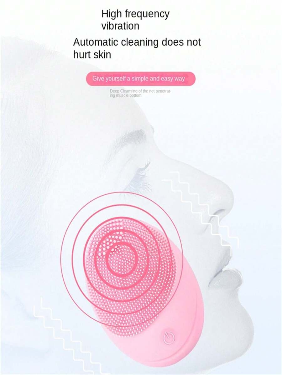 1pc Purple/Pink Electric Facial Cleansing Brush, Silicone Mini Face ...