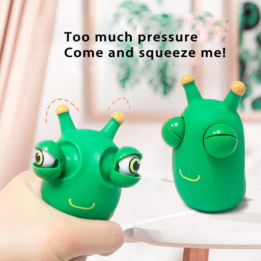 Popping Eyeball & Worm Shaped Stress Relief Toy, Squeeze, Stare, And ...