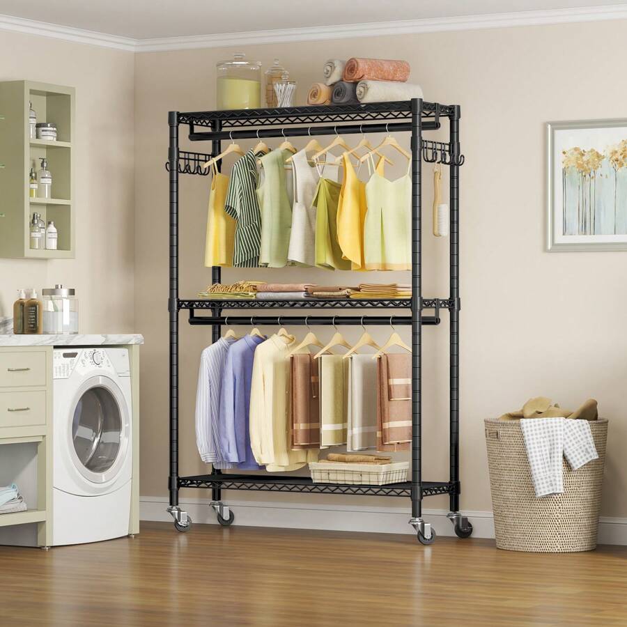 VIPEK V12 Portable Closets Heavy Duty Rolling Garment Rack 3 Tiers ...