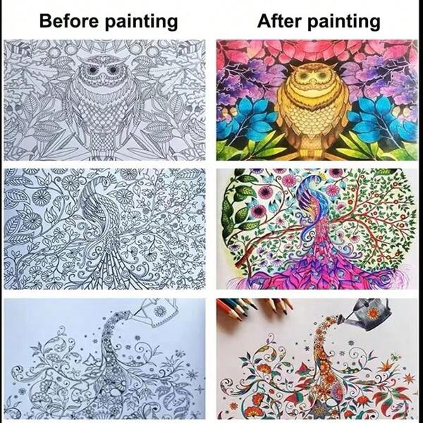 24 Pages 18.5*18.5cm English Version Wonderland Exploration Coloring ...