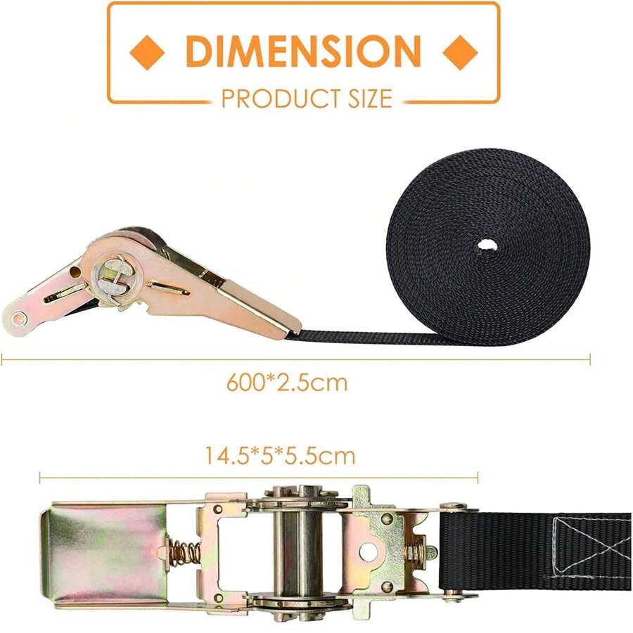 10 Piece Tie Down Straps With Ratchet, 6 M Long 25 Mm Ratchet Straps ...