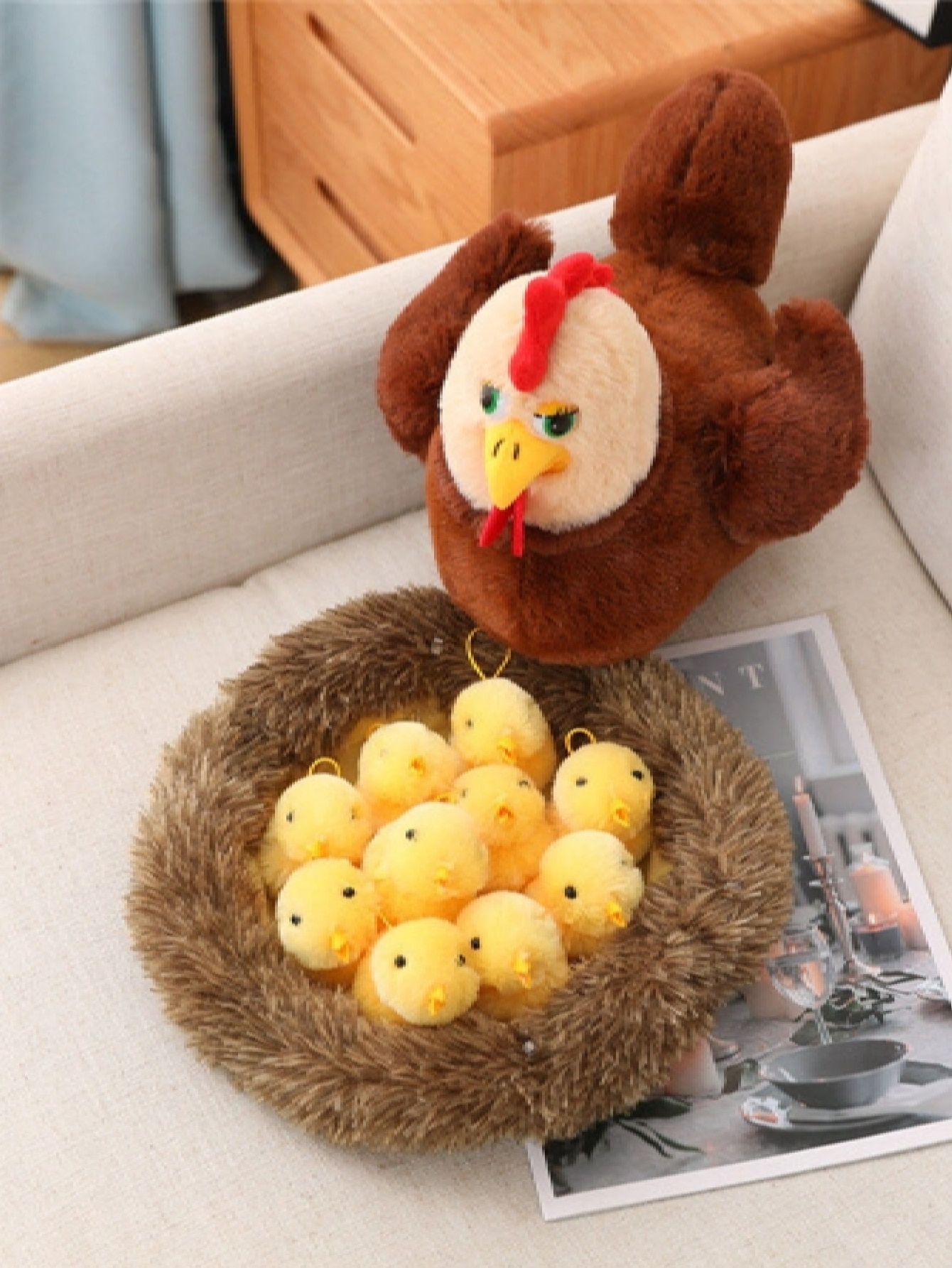 Swan Chick Family Plush Toy, Chicken Mother Swan Little Chick Plushies ...