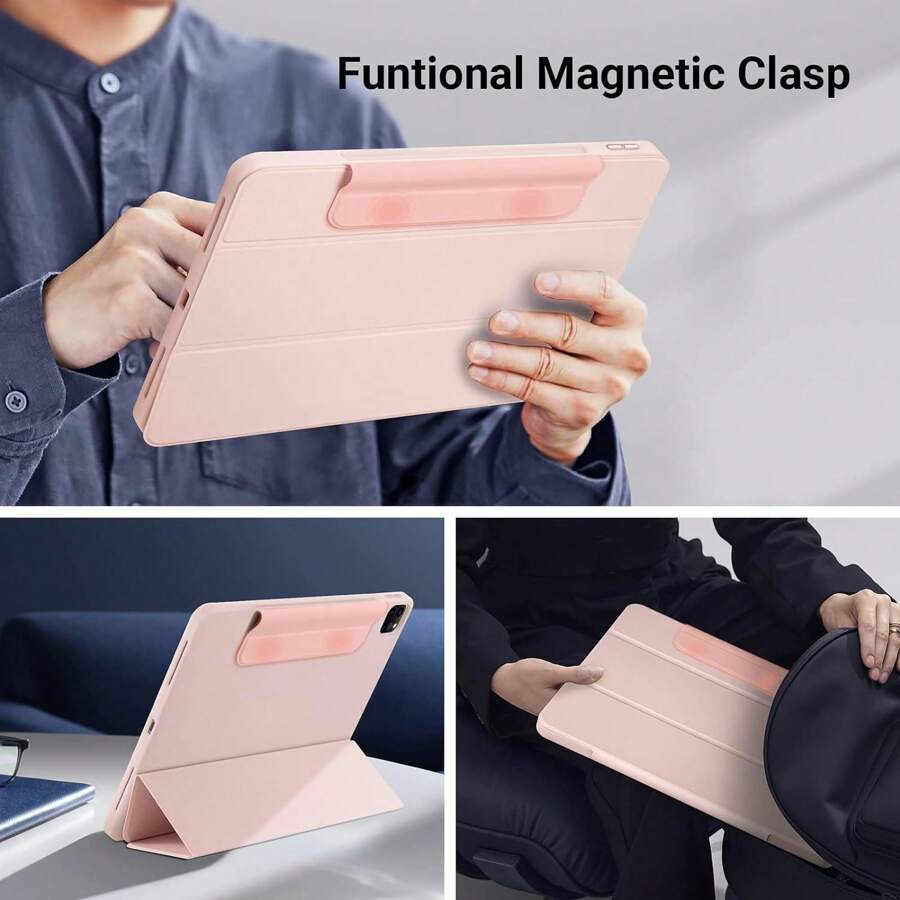1pc Pink Tpu Tablet Case With Oblique Buckle For 12.9 Inch Tablets for ...