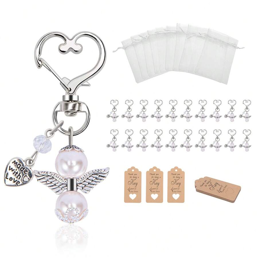 Hodeffior Pack of 20 angel keychains, thank you gifts with angel ...