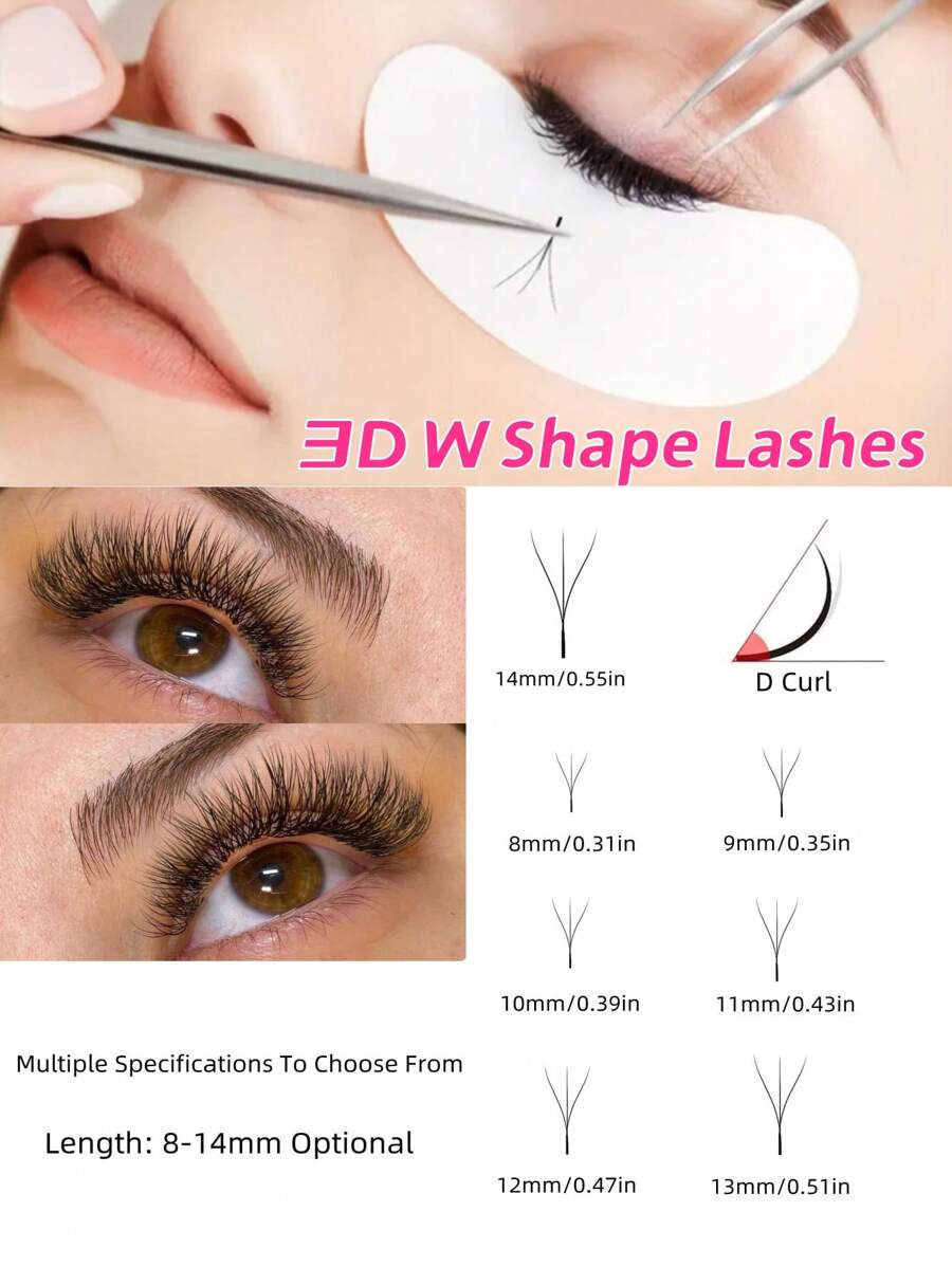 Asiteo 3D W Shape Eyelash 0.07mm Thickness D Curl Grafting Individual ...
