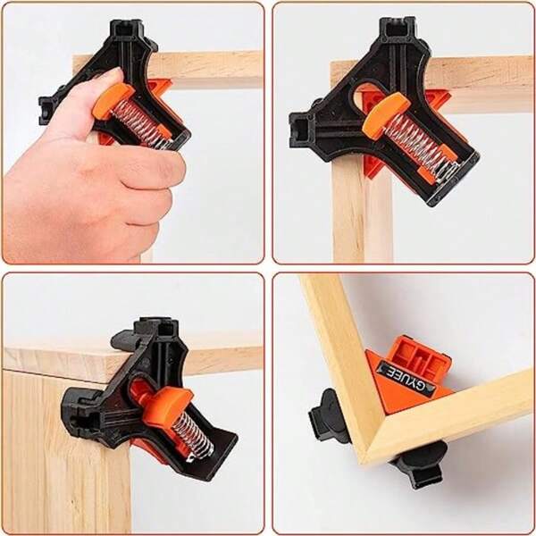 4pcs 90-Degree Woodworking Corner Clamp, Adjustable Spring Clip For ...
