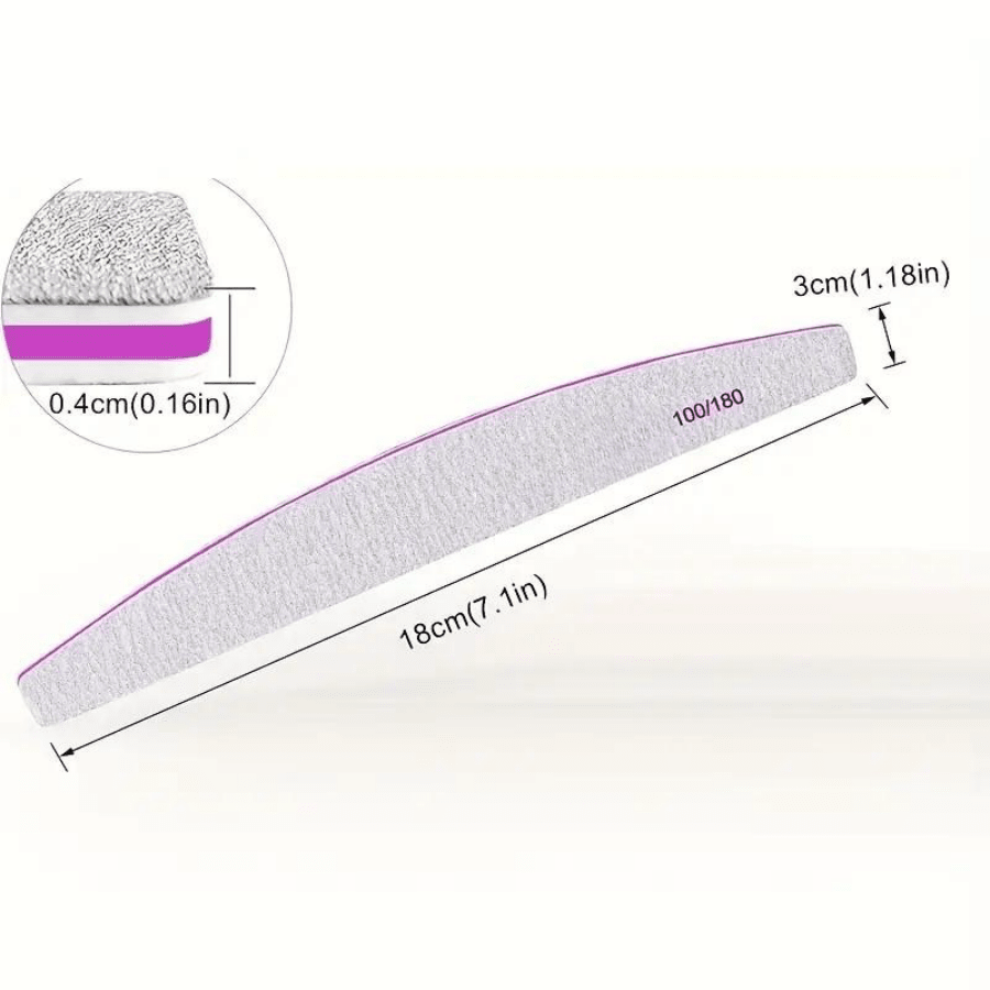 50 Pieces 100/180 Grits Nail Files And Buffers Professional Double ...