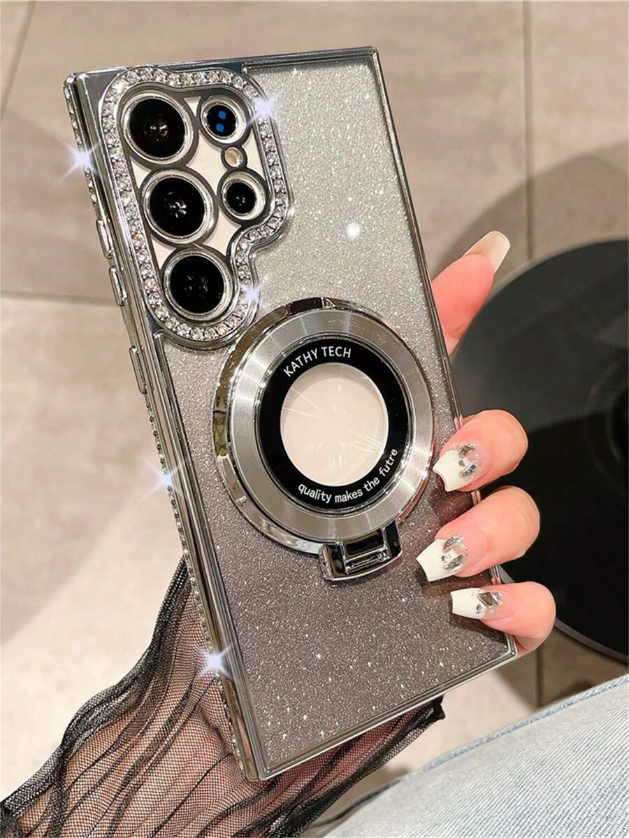 Silver Y2k 1PC Luxury Plating Gradient Glitter Rhinestone Stand Holder ...