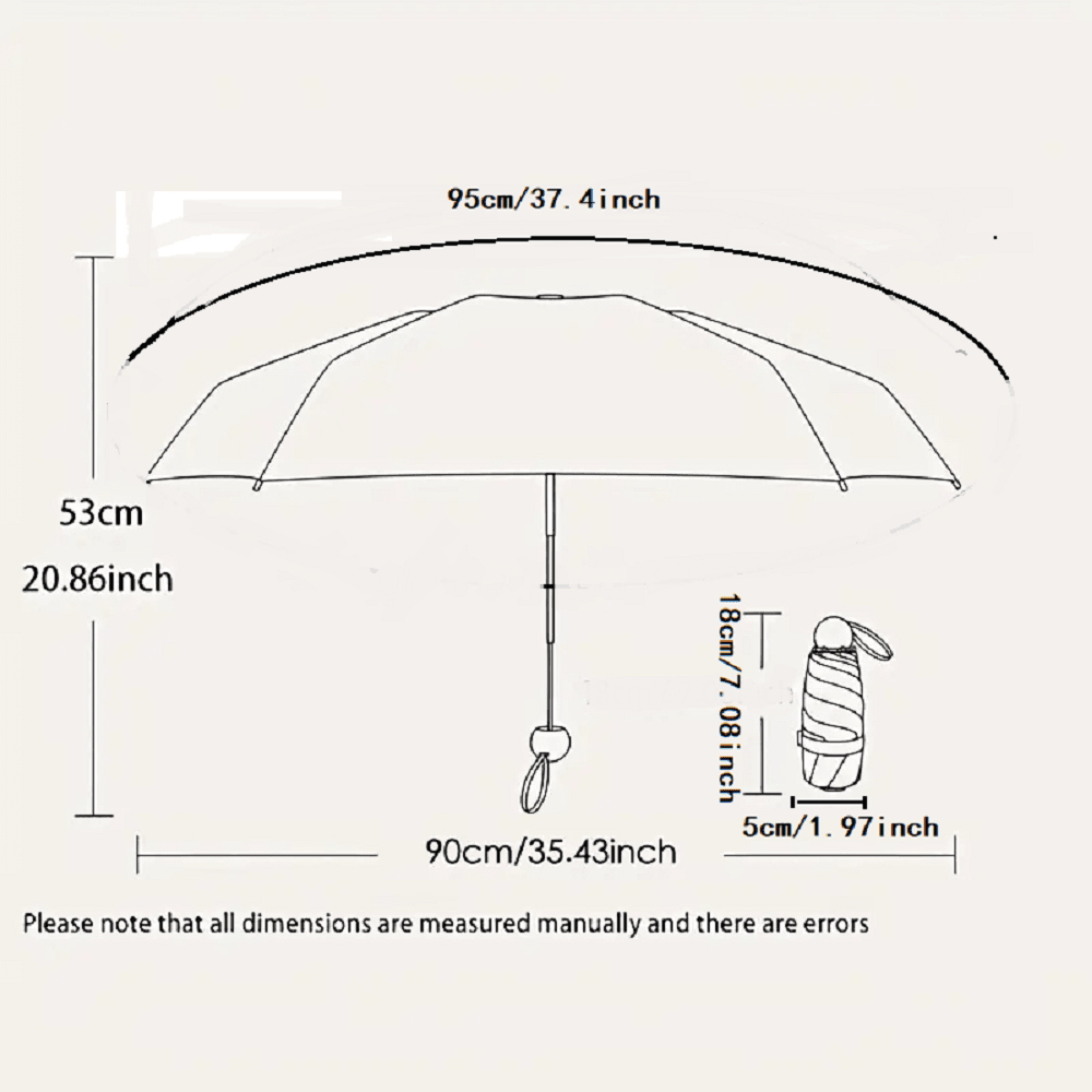 1pc Outdoor Mini Sun Umbrella, Black Vinyl Coated, Uv Protection, Ultra ...