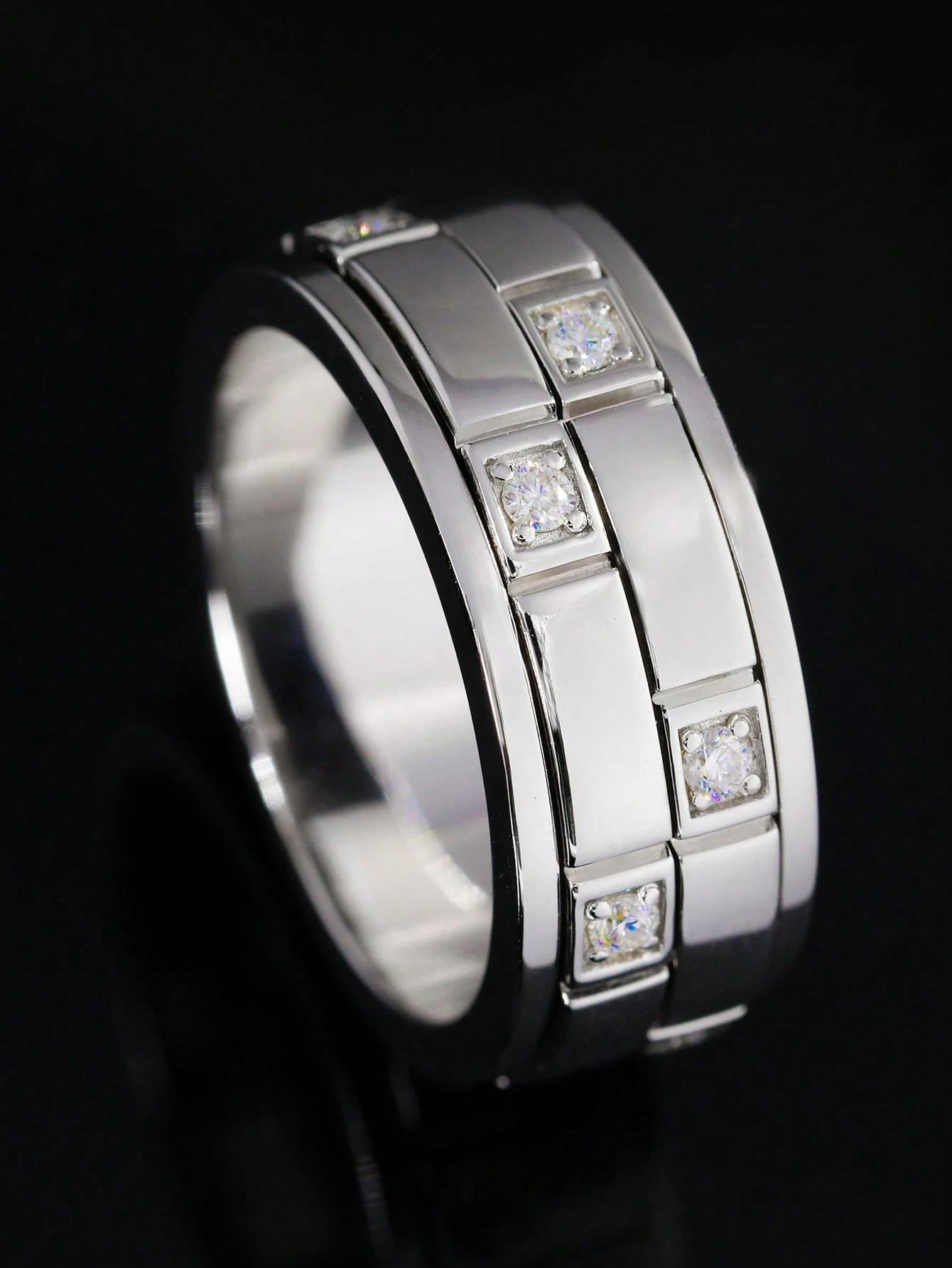 1pc Preppy Sterling Silver Moissanite Spinner Ring Plated With Layers ...