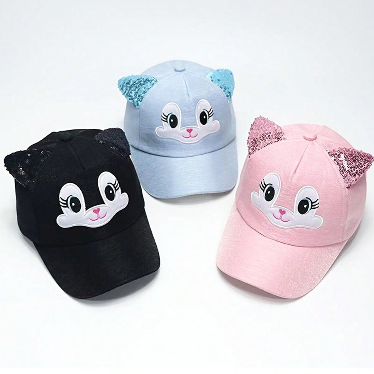 Kids' Cute Baseball Cap With Sequin Decor, Embroidery Eye, Outdoor ...