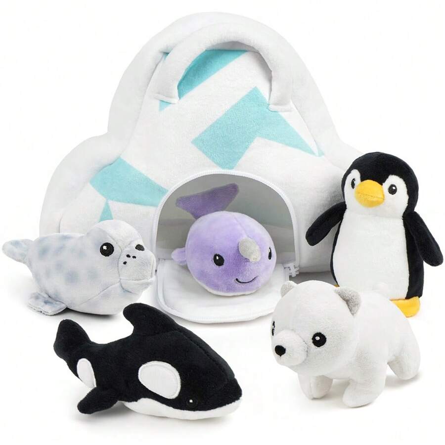 BenBen Ocean Stuffed Animal, 5 Sea Creature Plushies With Iceberg ...