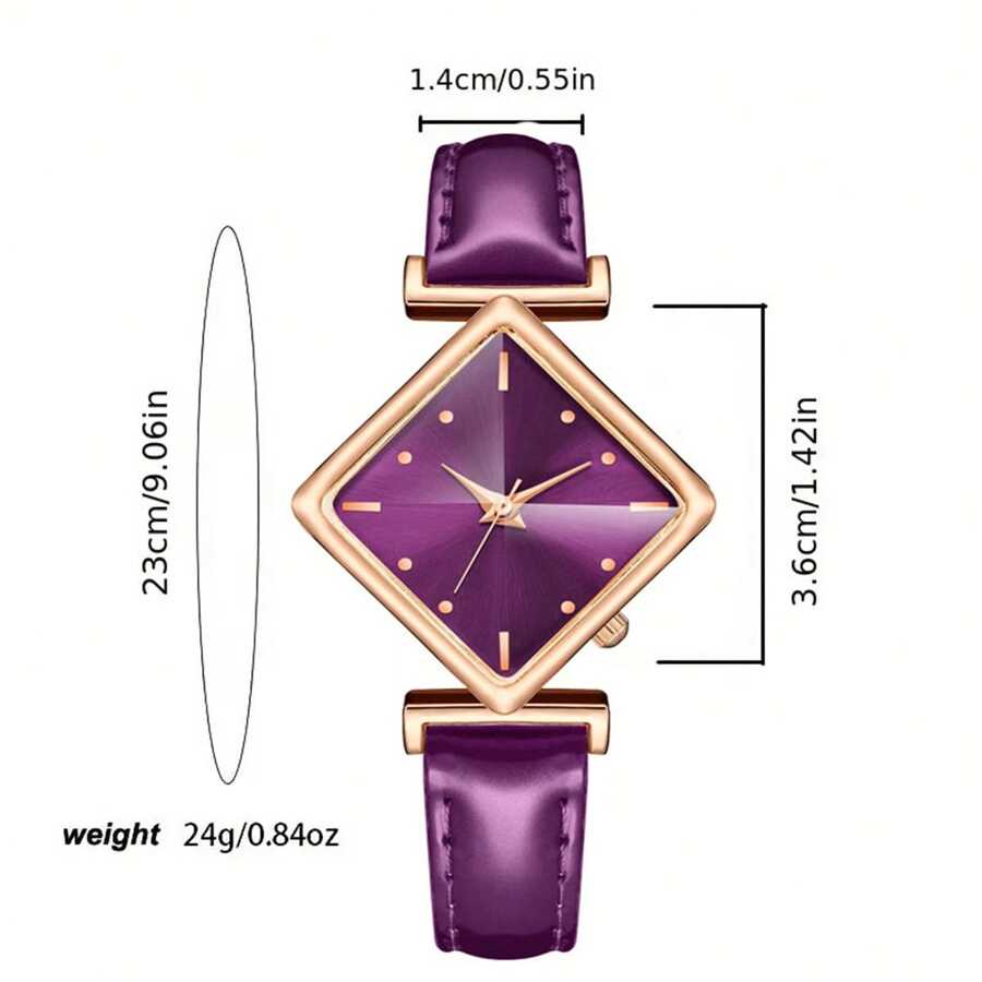 An Elegant And Fashionable Women Rhombus-Shaped Alloy Watch With PU ...