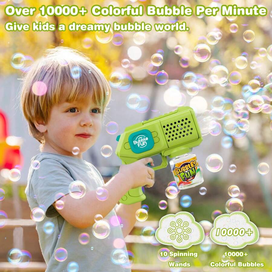 Children's Bubble Gun With 10 Holes And Light Function, Outdoor Toy Gun ...