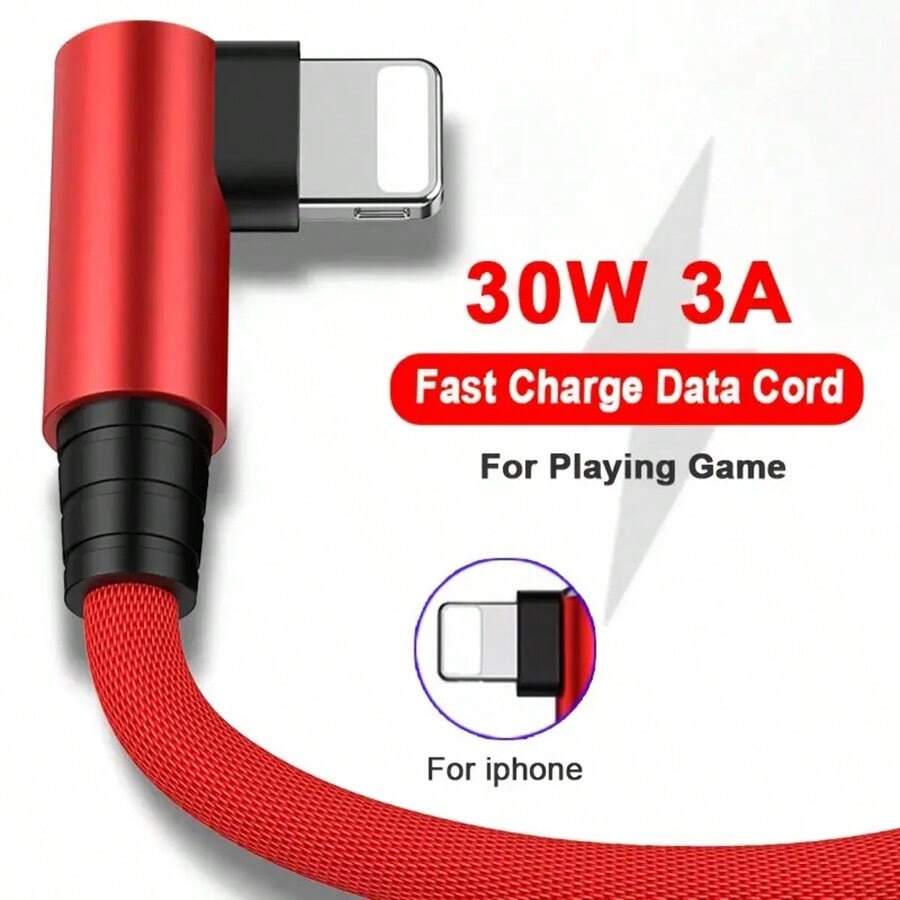 30W Fast Charge Data Cord 90 Degree Elbow Soft Weave For Playing Game ...