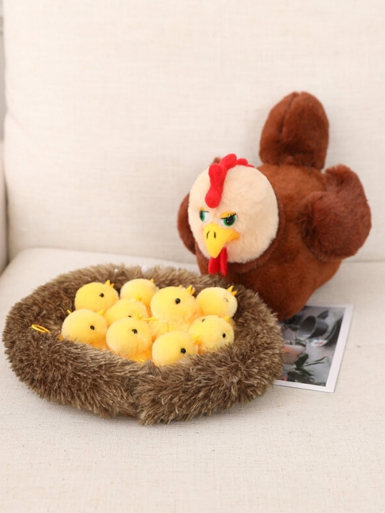 Swan Chick Family Plush Toy, Chicken Mother Swan Little Chick Plushies ...