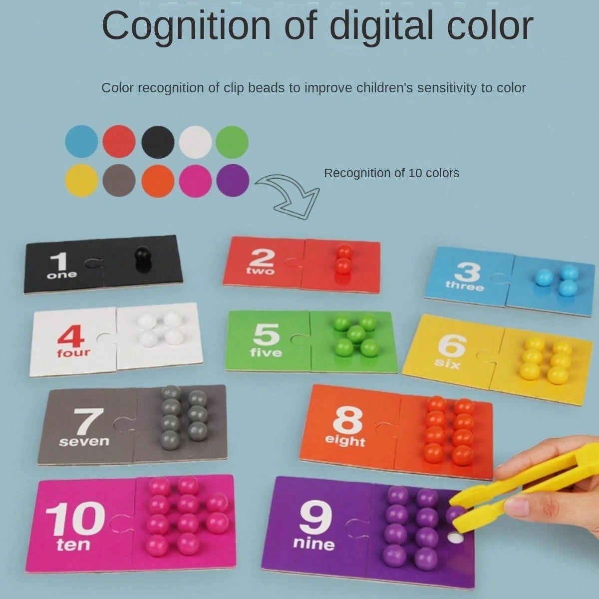 Montessori Wooden Color Sorting Beads Early Learning Educational Toy ...