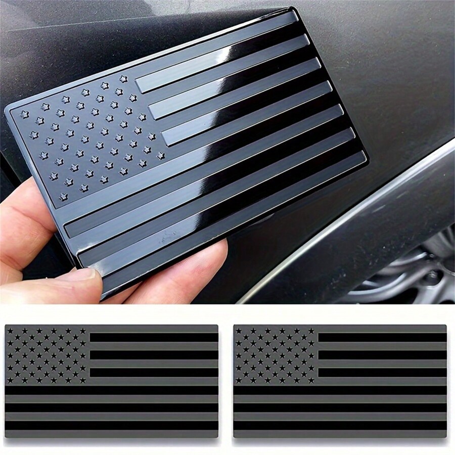 2pcs Matte Black American Flag Sticker Decal For Car 3D US American ...