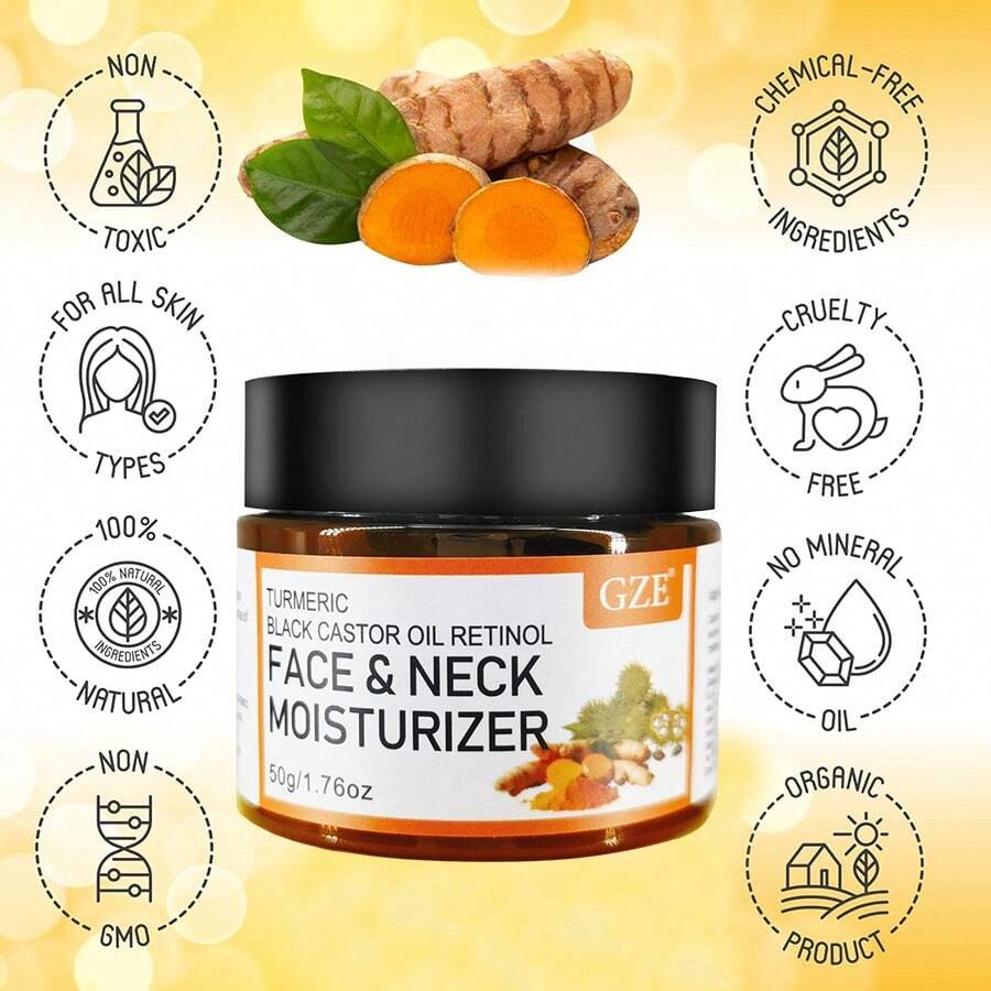 GZE Turmeric & Black Castor Oil & Retinol Moisturizer For Face And Neck ...