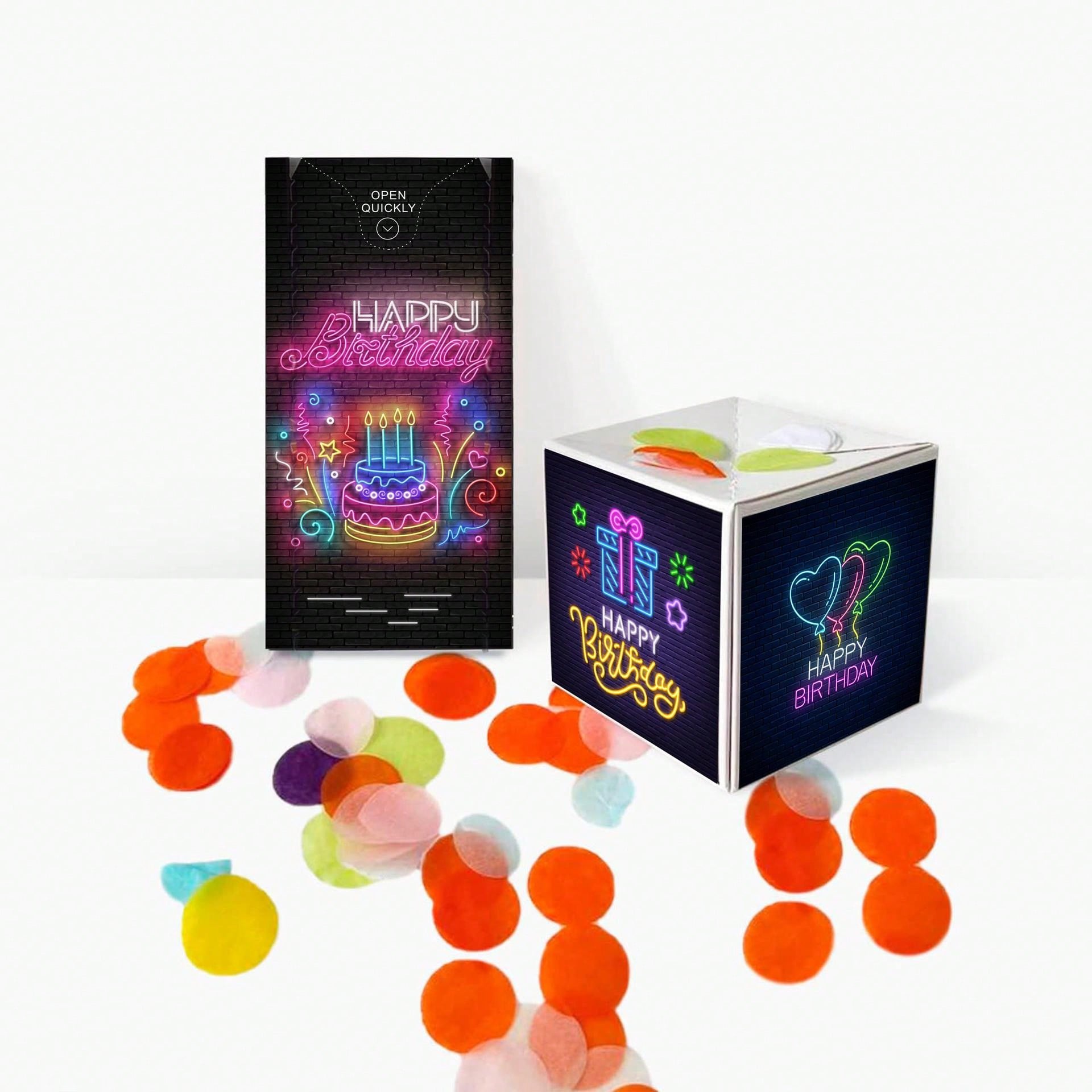 Happy Birthday Explosion Box Mit Buntem Konfetti, Überraschungskarte ...