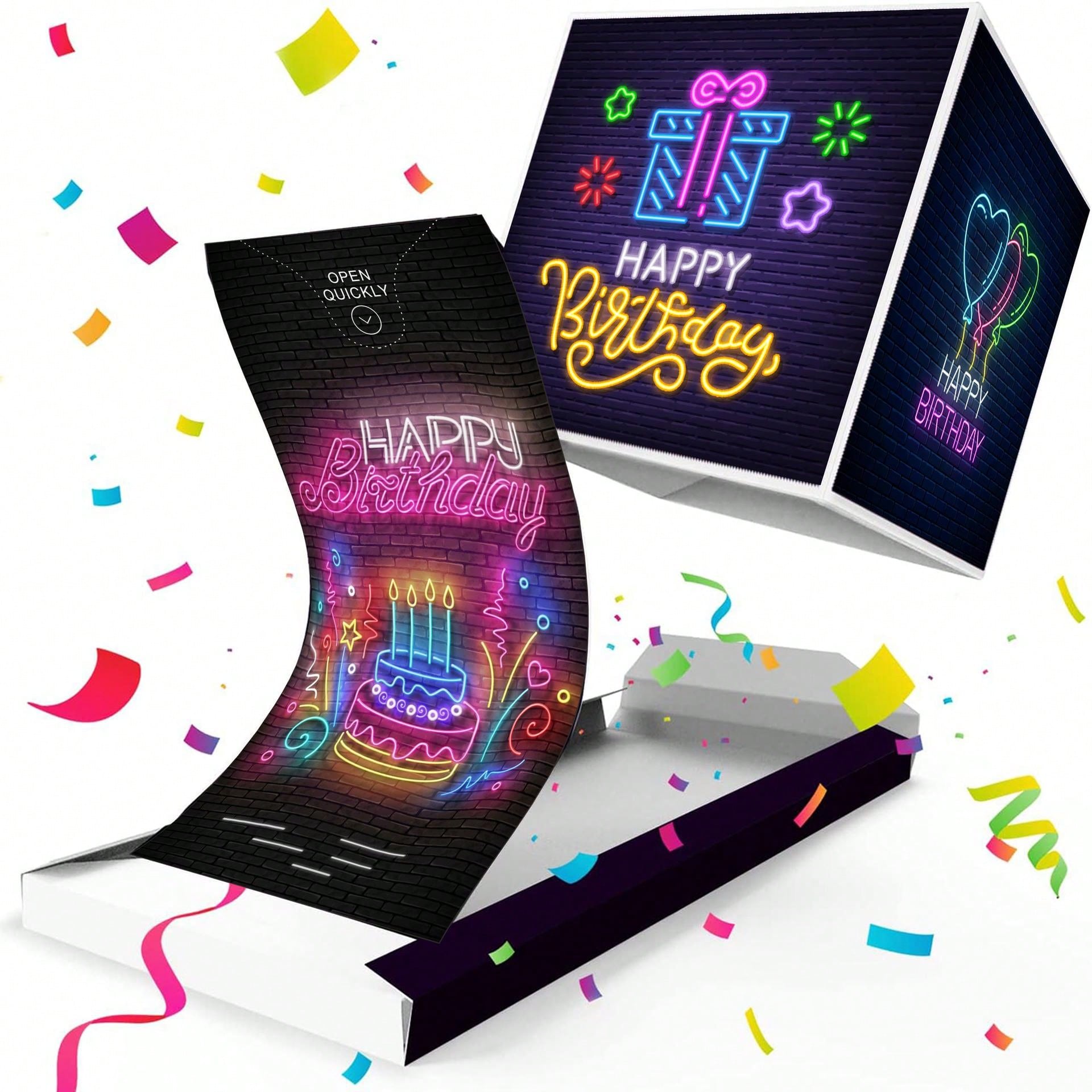 Happy Birthday Explosion Box Mit Buntem Konfetti, Überraschungskarte ...