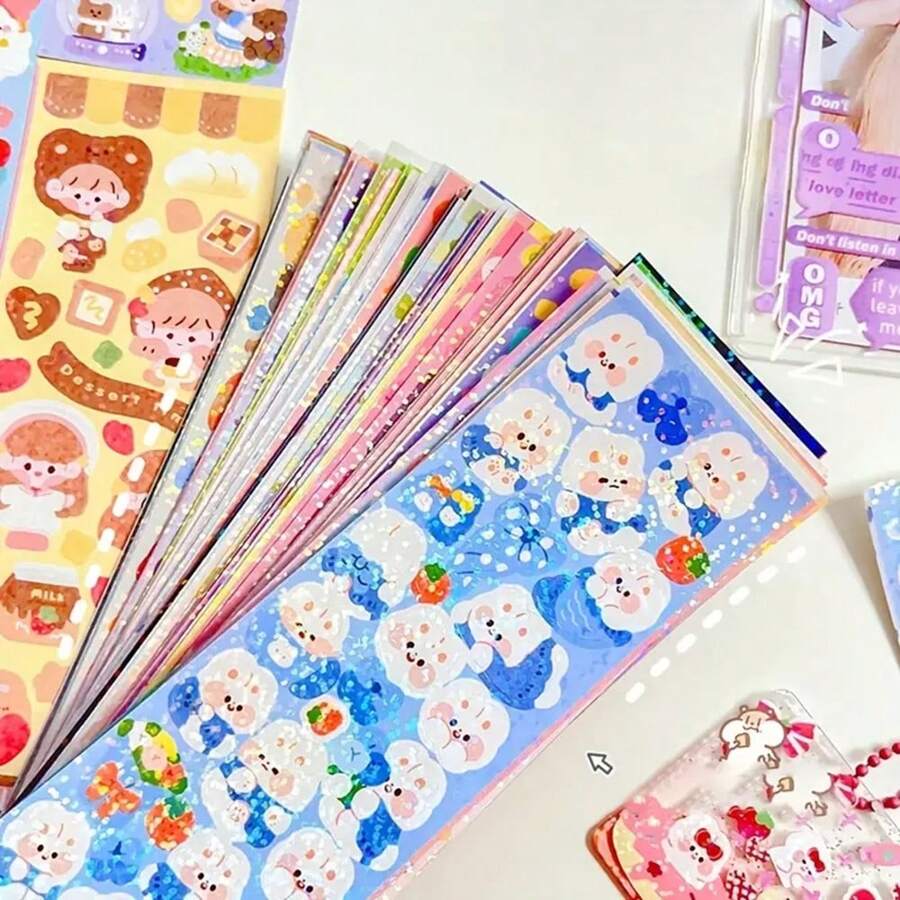 100pcs Various Cartoon Sparkly Stickers Set For Photo Album Decoration ...