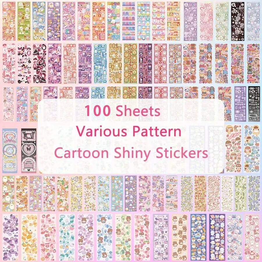 100pcs Various Cartoon Sparkly Stickers Set For Photo Album Decoration ...