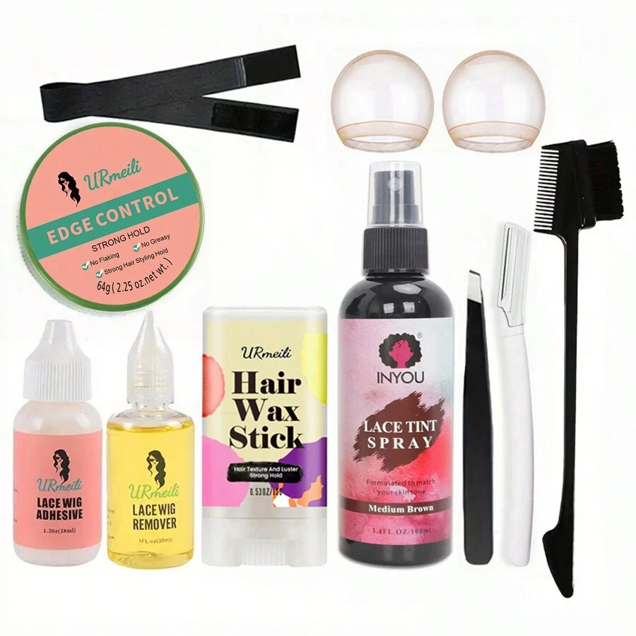 10PCS Lace Wig Glue Kit: Waterproof Glue, Remover, Wax Stick,Lace Tint ...