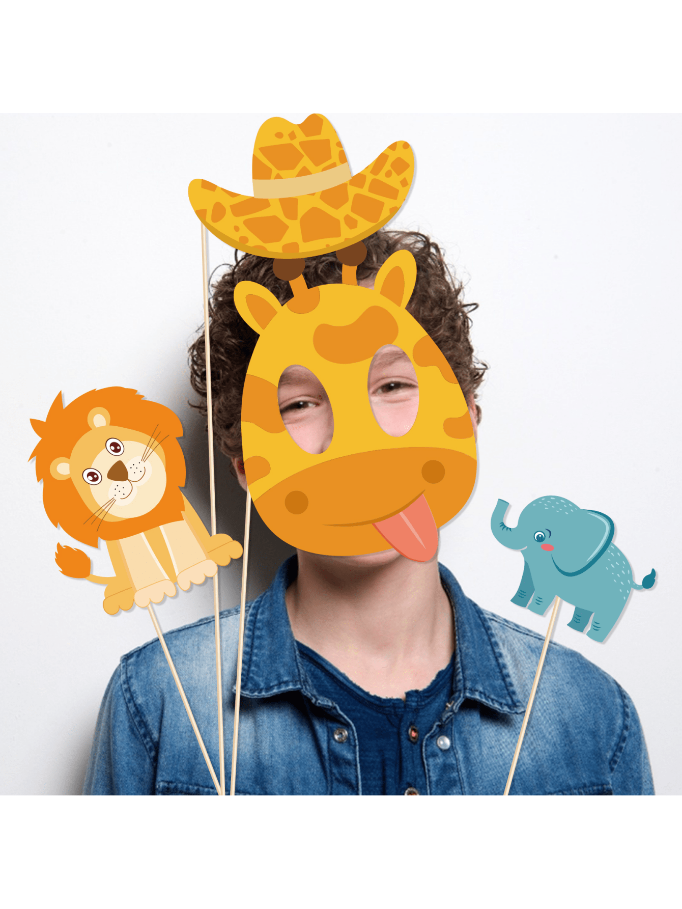25pcs Jungle Safari Photo Booth Props Wild Animals Forest Themed Party ...
