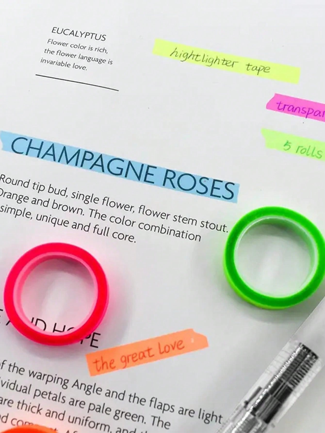 1box 5 Colors Writable Washi Tape Set, Colorful Decorative Sticky Tape ...