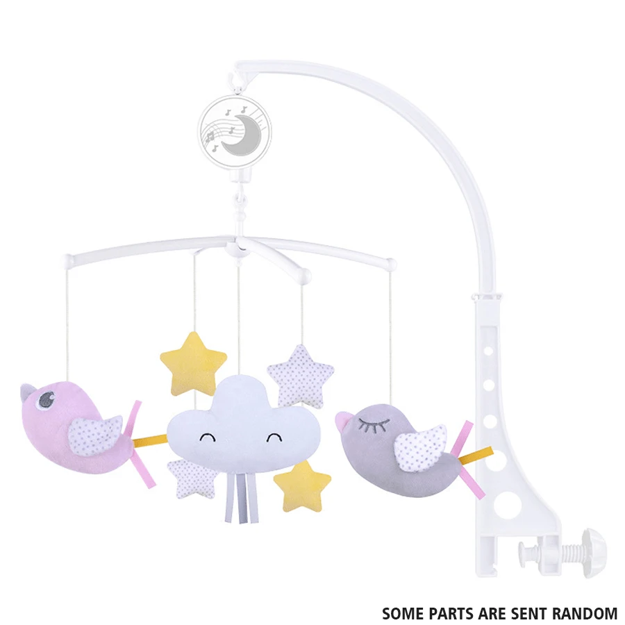 1pc Cloud And Bird Design Crib Mobile, Baby Bed Bell Toy With Music ...