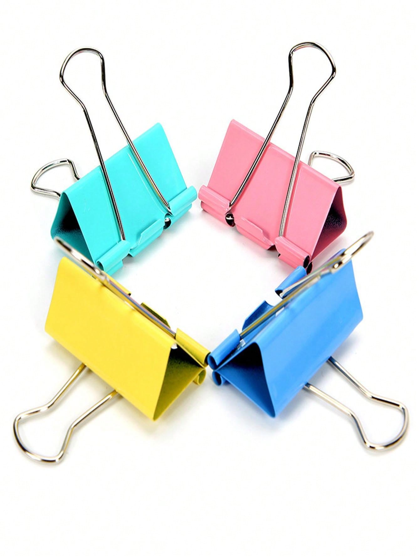 1box/12pcs Metal Paper Clip In Assorted Colors Including Long Tail Clip, Foldback Clip, Quill ...