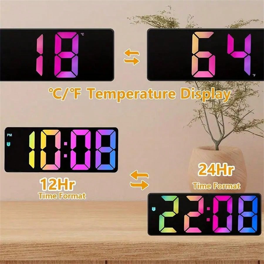 Led Digital Electronic Clock Bedside Alarm Clock, 3-Level Adjustable ...