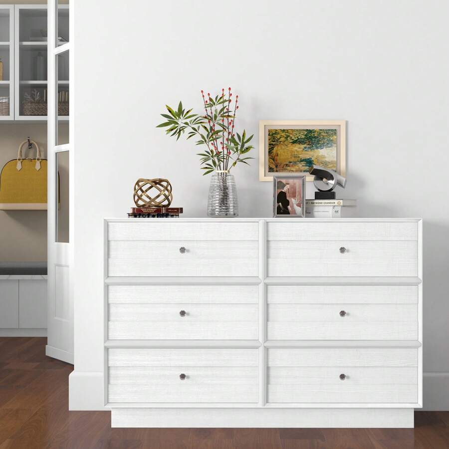 Sunvivi 6 Drawer Dresser, Modern Closet Dressers Chest Of Drawers With ...