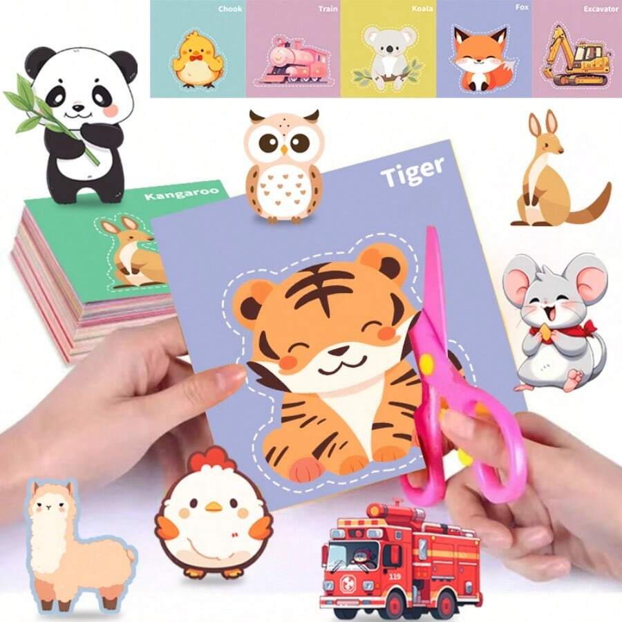 120pcs Magic Cut Paper Cartoon Diy Color Paper Kit, Children's Handmade ...