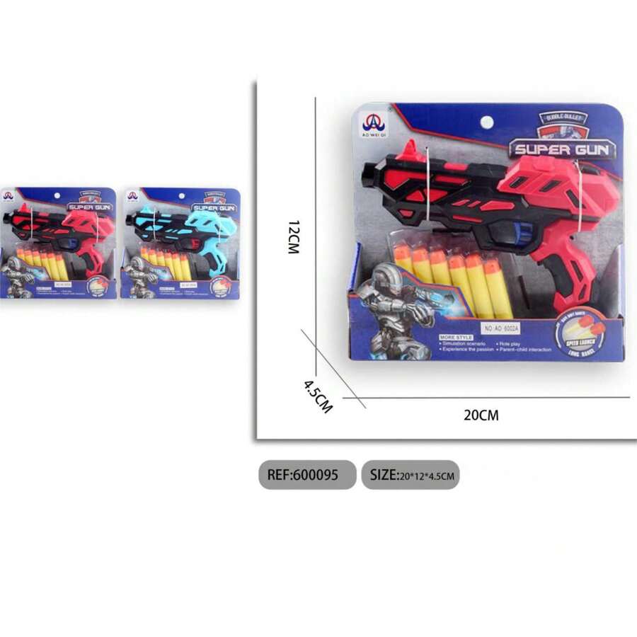 SOFT BULLET LONG RANGE PROJECTILE SHOOTING TOY GUN WITH 6 SAFE DARTS ...