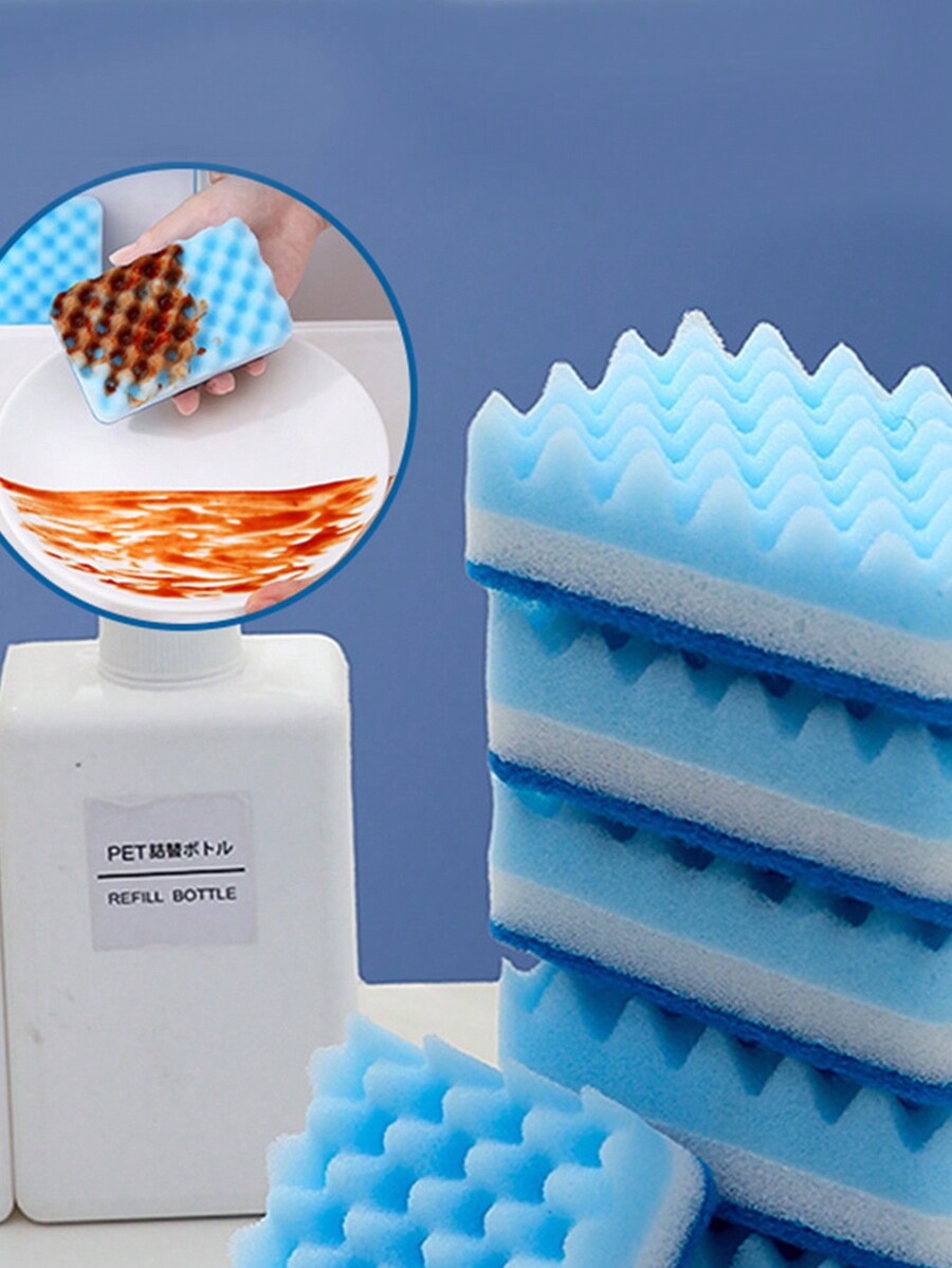 Wavy Sponge Household Scouring Pad Kitchen Dishwashing Cleaning Sponge ...