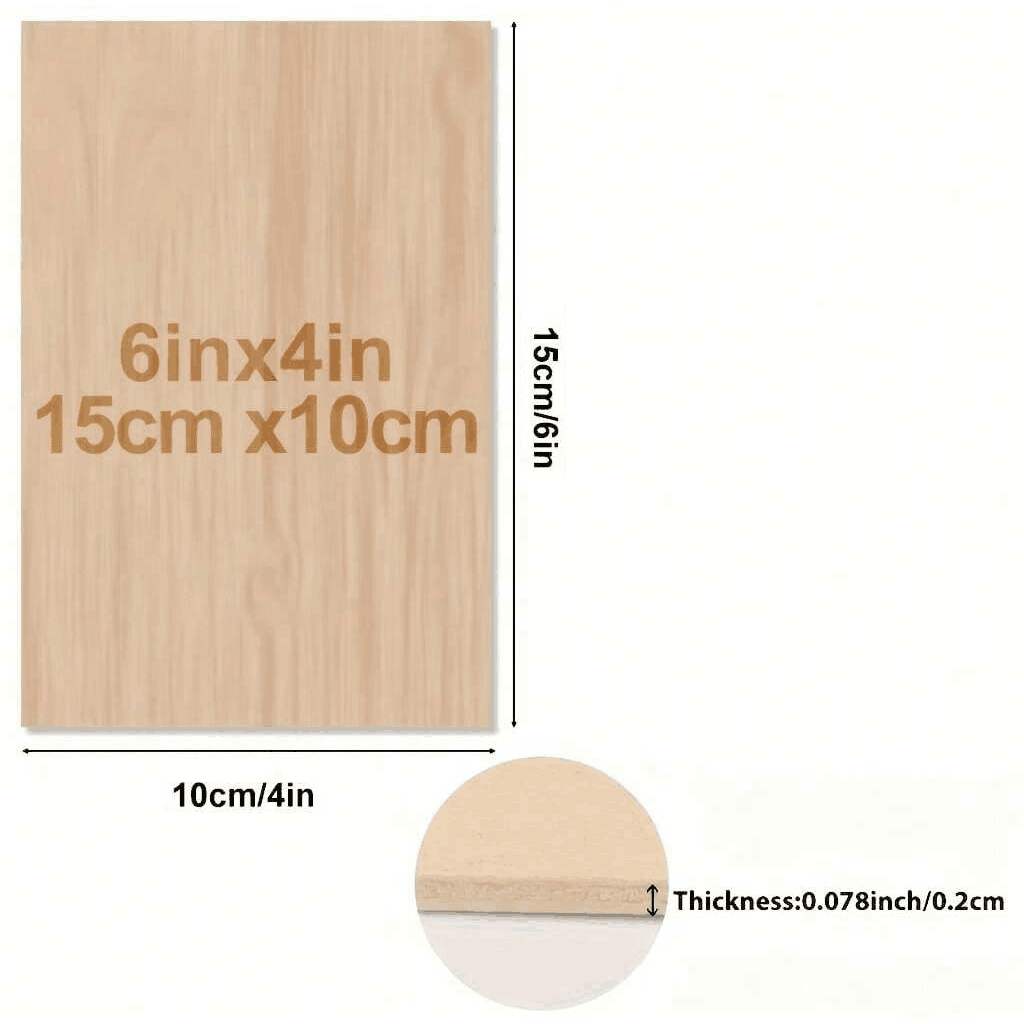 8PCS Unfinished Wood, Wood Sheets For Crafts- 6 X 4 X 1/12 Inch- 2mm ...