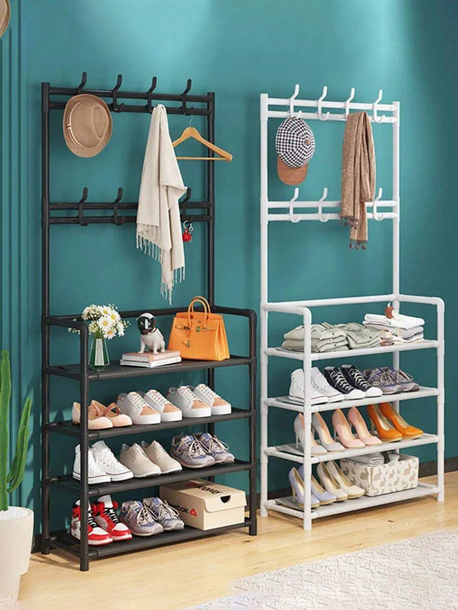 1pc 4/5Layers Household Simple Entryway Integrated Shoe Rack Coat Hat ...