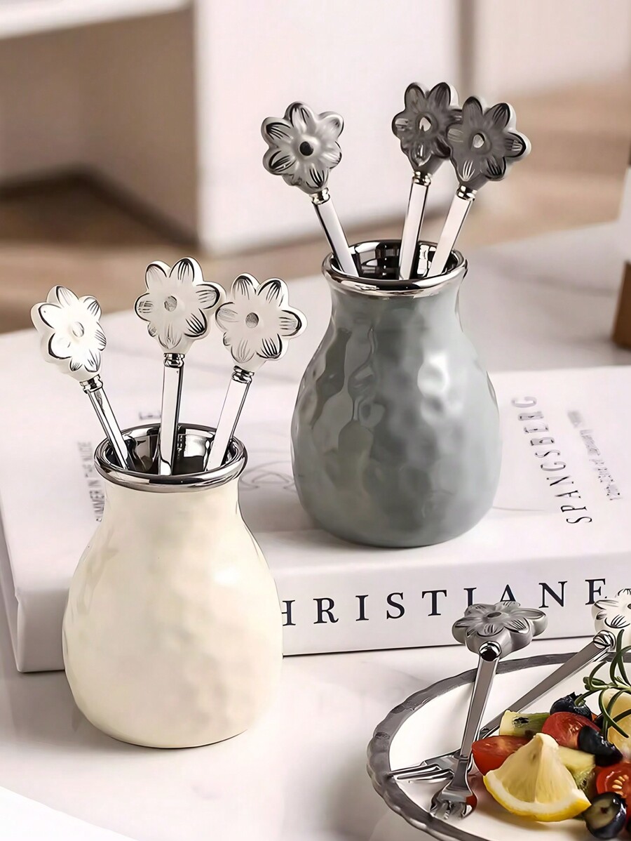 Ensemble de fourchettes à fruits finition martelée gris foncé ...