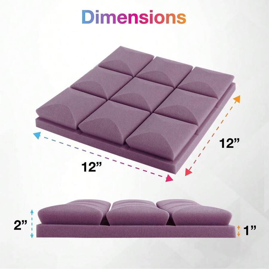 12 Pack-12x12x2 Inches Mushroom Studio Wedge Tiles, Sound Panels Sound ...