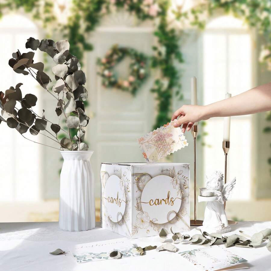 Wedding Card Box With Slot Marble Wedding Envelope Box For Reception Wedding Money Box Gift Card ...